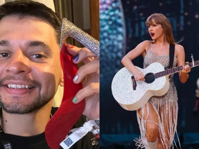 Fã pega salto quebrado de Taylor Swift durante show e viraliza na internet Fã pega salto quebrado de Taylor Swift durante show e viraliza na internet